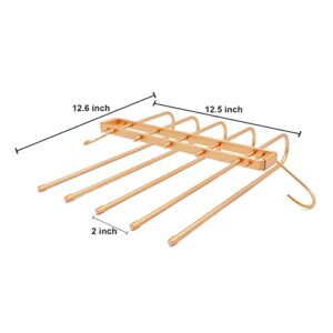 Pants Hangers Space Saving,Closet Hangers 5 Layers 2 Uses Multi Functional Pants Rack,Metal Heavy Duty Wardrobe Organizer Racks for Clothes Trousers Scarves Ties (Gold)