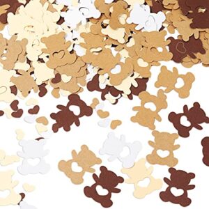 210 pieces bears with a heart cutout confetti baby shower cream brown paper confetti sprinkles bear table confetti for boy girl home party table decorations