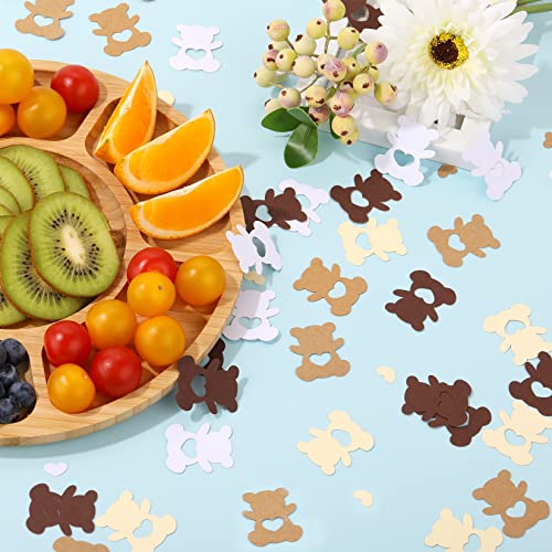 210 Pieces Bears with a Heart CutOut Confetti Baby Shower Cream Brown Paper Confetti Sprinkles Bear Table Confetti for Boy Girl Home Party Table Decorations