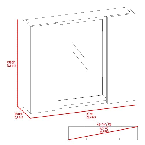 Garnet Medicine Cabinet with Mirror, 6 Inner Shelves, and External Shelf, Black