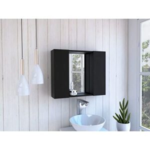 garnet medicine cabinet with mirror, 6 inner shelves, and external shelf, black