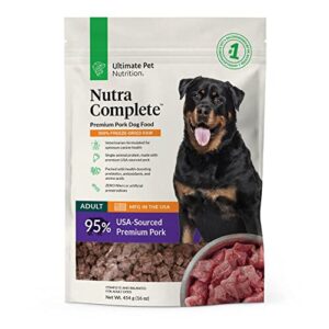 ultimate pet nutrition nutra complete, 100% freeze dried veterinarian formulated raw dog food with antioxidants prebiotics and amino acids, (pork, 16 oz)