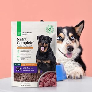 ULTIMATE PET NUTRITION Nutra Complete, 100% Freeze Dried Veterinarian Formulated Raw Dog Food with Antioxidants Prebiotics and Amino Acids, (Pork, 16 OZ)