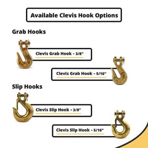 DC Cargo Mall G70 3/8 Chain Hook – Heavy Duty Clevis Grab Hook for 3/8 Inch Grade 70 Chain - for Trailer Truck Transport - 6,600 lbs, 4-Pack