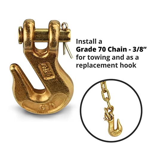 DC Cargo Mall G70 3/8 Chain Hook – Heavy Duty Clevis Grab Hook for 3/8 Inch Grade 70 Chain - for Trailer Truck Transport - 6,600 lbs, 4-Pack