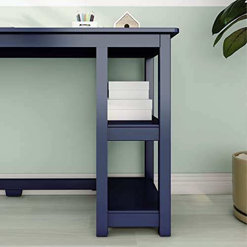 Max & Lily Solid Wood Desk With Shelves, 47 Inches, Blue