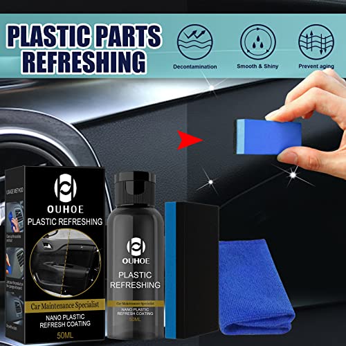 30/50ML Plastic Revitalizing Coating Agent,Nano Plastic Refreshing Coating, Plastic Parts Refurbish Agent for Car, Plastic Parts Retreading Agent Automotive Interior Cleaning Agent (50ml, 3sets)