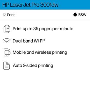 HP LaserJet Pro 3001dw Wireless Black & White Printer