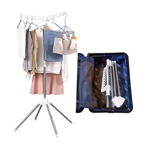 CLESUZ Portable Clothes Rack, Heavy Duty Tripod Foldable Drying Rack Fit in Carry-on Baggage for Home and Travel…