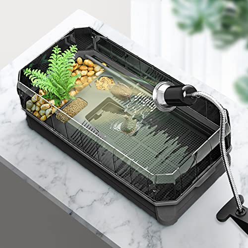 Binano Turtle Aquarium Turtle Tank kit Includes Accessories with Water Filter High Anti-Escape Fence and Large Space, Turtles can be Given a Shower, Habitat for Terrapin Turtles, Reptile Terrarium