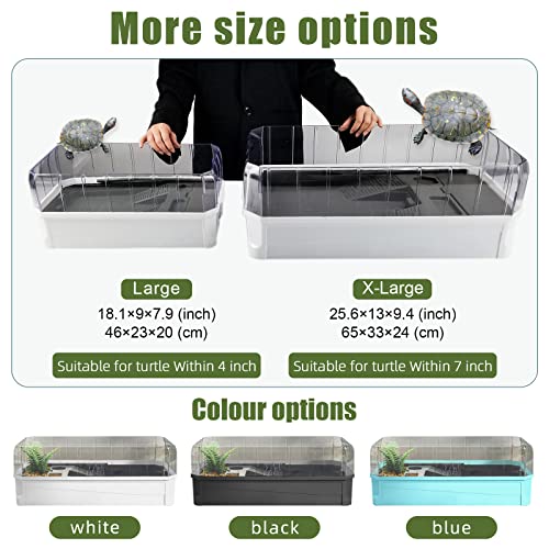 Binano Turtle Aquarium Turtle Tank kit Includes Accessories with Water Filter High Anti-Escape Fence and Large Space, Turtles can be Given a Shower, Habitat for Terrapin Turtles, Reptile Terrarium