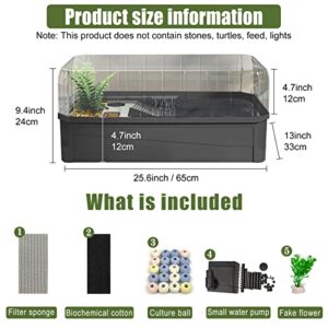 Binano Turtle Aquarium Turtle Tank kit Includes Accessories with Water Filter High Anti-Escape Fence and Large Space, Turtles can be Given a Shower, Habitat for Terrapin Turtles, Reptile Terrarium