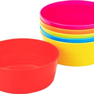 PLASKIDY Plastic Toddler Bowls Set of 6 Kids Bowls 10 Oz - Toddlers Cereal Bowls Microwave Dishwasher Safe BPA Free Brightly Colored Children Snack Bowls Great for Cereal, Soup, Snack, Fruit or Salad