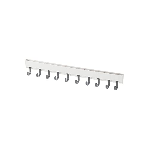 Poeland Kitchen Rail Utensil Rack with 10 Sliding Hooks, Wall Mounted Hanger Hooks for Bathroom Kitchen Bedroom