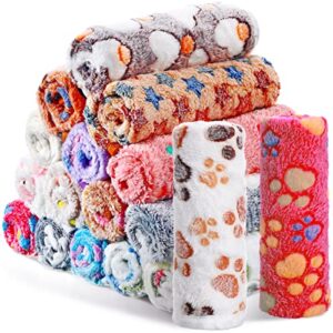 18 pcs fleece pet blanket soft warm sleep mat fluffy cute puppy supplies cute paw bone star elephant dot heart print design dog bed blankets for dog cat kitten doggy and animals, 15.75 x 23.6 inch