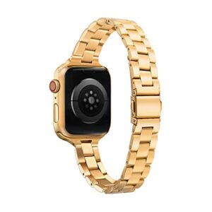 Camofit Compatible with Apple Watch Band 38mm 40mm 41mm, Metal Stainless Steel Adjustable Replacement Watchband Compatible with iWatch Ultra SE Series 8 7 6 5 4 3 2 1 (41mm 40mm 38mm, Gold)