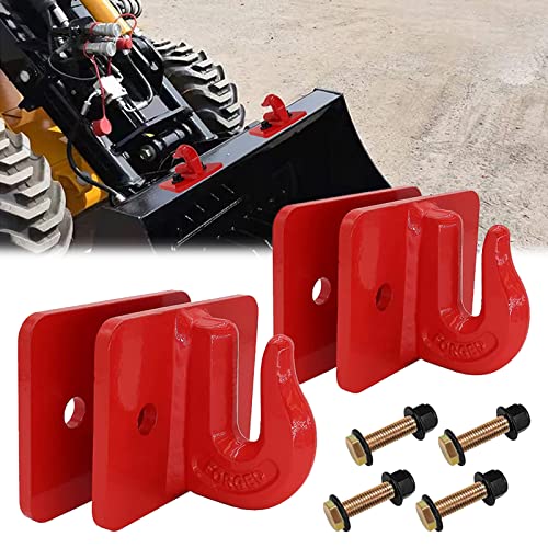 EBESTTECH 2 Pack 3/8"" Tractor Bucket Tow Hook 15000lbs Break Strength Bolt on Grab Hook for John-Deere Truck UTV ATV Tractor Bucket with Backer Plate and Grade 70 Forged Steel，Red