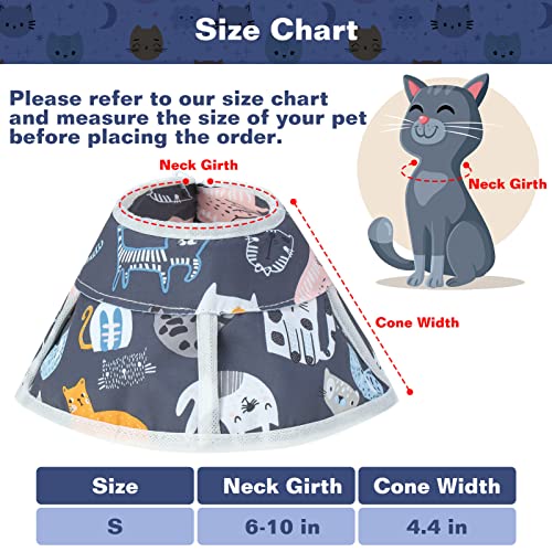 VKPETFR Cat Recovery Collar,Waterproof Adjustable Pet Cone E-Collar for After Surgery,Soft Dog Cat Cone Collar Easy for Cats to Eat and Drink(Grey)