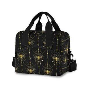 lunch bag cooler tote bag thermal insulated large bee moon sun star for student travel school work portable pocket adjustable shoulder strap