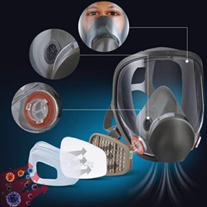 LZLLHX Full Face Respirator Mask Set- Gas Cover Organic Vapor Mask and Anti-fog,dust-proof Face Cover,Protection for for painting, Chemistry, Woodworking ，Machine Polishing, Welding, Paint spary