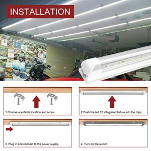 VShape (8 Pack) T8 LED Shop Light 4FT, 40W 5200LM 5000K LED Light Bulbs, 4 Foot LED Bulbs, Linkable LED Shop Lights for Garage, Workshop, Warehouse, Basement, Clear Cover