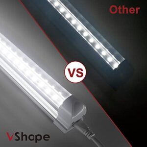 VShape (8 Pack) T8 LED Shop Light 4FT, 40W 5200LM 5000K LED Light Bulbs, 4 Foot LED Bulbs, Linkable LED Shop Lights for Garage, Workshop, Warehouse, Basement, Clear Cover