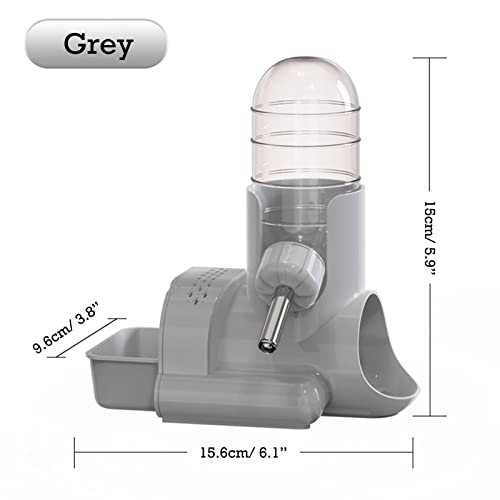 SEIS 3 in 1 Hamster Drinking Fountain Food Bowl and Hideout Small Pet Automatic Water Bottle Young Guinea Pig Water Dispenser for Gerbils Mice Juvenile Rat Chinchilla Ferret Hedgehog (Grey)