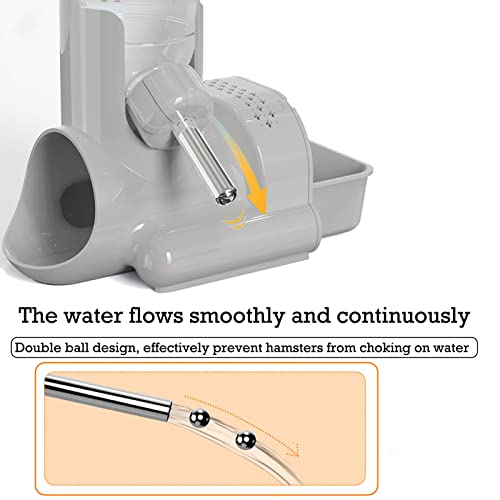 SEIS 3 in 1 Hamster Drinking Fountain Food Bowl and Hideout Small Pet Automatic Water Bottle Young Guinea Pig Water Dispenser for Gerbils Mice Juvenile Rat Chinchilla Ferret Hedgehog (Grey)