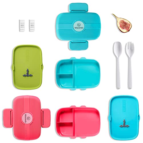 Wagindd Bento Lunch Box For Kids, Leak-Proof 3-Compartment Snack Containers, Ideal Portion Sizes For Ages 3 To 7