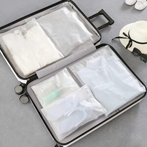 HAOXYO 30 Pcs Travel Storage Bags For Clothes,Reusable Plastic Ziplock Bags For Hospital Bag,Frosted Waterproof Multifunctional Luggage Storage Pouch for Clothes, Shoes, Cosmetics (5 Size), White