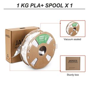 JAREES PLA Plus/Pro Matte Filament 1.75mm,Ultra High Toughness Matte PLA+ Roll 1kg Spool (2.2lbs),White PLA 3D Printer Filament Fit Most FDM Printer (White)