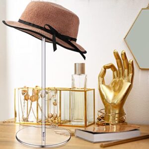 Chunful Acrylic Hat Stand Wig Display Rack Clear Pedestal Stand Baseball Hat Rack Stand Square Round Acrylic Risers for Display Hat Watch Jewelry, Set of 4 (Round Style, 12 Inch)