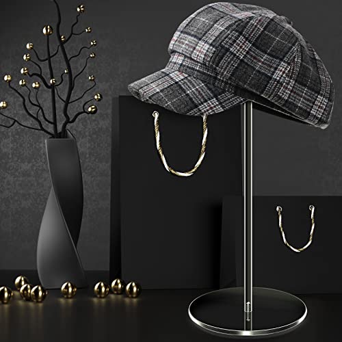 Chunful Acrylic Hat Stand Wig Display Rack Clear Pedestal Stand Baseball Hat Rack Stand Square Round Acrylic Risers for Display Hat Watch Jewelry, Set of 4 (Round Style, 12 Inch)