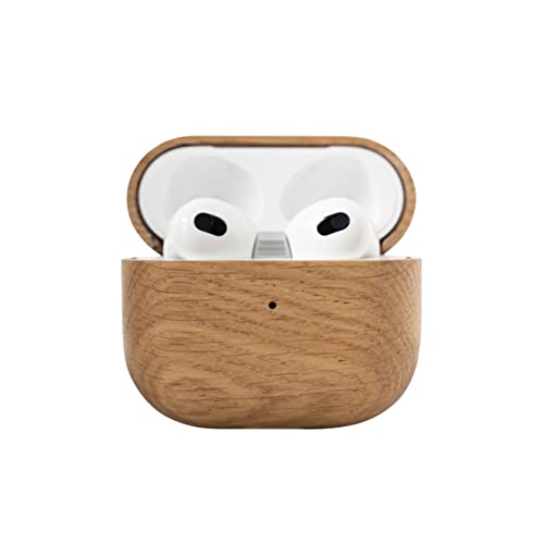 OAKYWOOD Oak Headphones Protective Case Compatible with AirPods 3 Handmade from Real Wood and Coated with Natural Oils Fall Protection Compatible with Qi/Magsafe Chargers