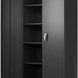 LUCYPAL Steel SnapIt Storage Cabinet 72" Locking Metal Storage Cabinet with 4 Adjustable Shelves,Black Metal Cabinet with 2 Doors and Lock for Office, Garage, Home