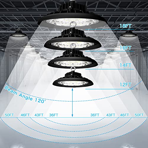 ZCWZMW LED High Bay Light 150W, 21000LM, 5000K LED Bay Light, US Plug with 5' Cable, (Eqv. to 600W HPS/MH) High Bay LED Lights for Commercial Shop Lowbay Area Lighting, AC85-265V Warehouse Lights