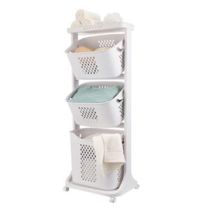 3 tiers laundry basket plastic clothes hamper movable clothes hamper bathroom hampers for laundry rolling cart household clothes storage basket laundry hamper storage shelf kitchen shelf fruit stand