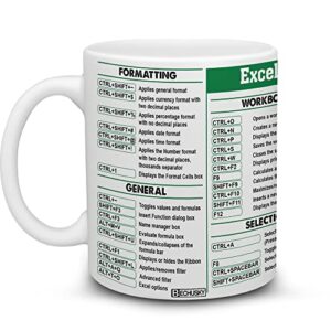 bechusky accountant gift for women men, appreciation gift excel mug, group excel shortcut coffee mug, excel cheat sheet mug, accounting student mug, birthday gifts cpa mug coworker colleague friend