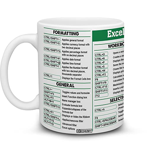 BECHUSKY Accountant Gift For Women Men, Appreciation Gift Excel Mug, Group Excel Shortcut Coffee Mug, Excel Cheat Sheet Mug, Accounting Student Mug, Birthday Gifts Cpa Mug Coworker Colleague Friend