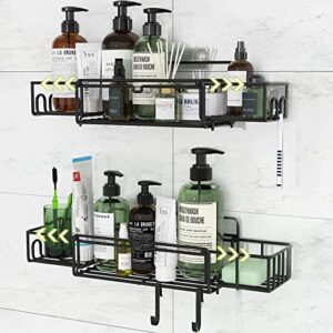 etechmart shower caddy organizer, expandable and adhesive bathroom shower shelf, sus304 rustproof storage no drilling wall shower rack,2 pack/black