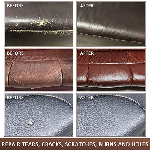 SEISSO Leather Repair Kit for Furniture, Vinyl Repair Kit, Leather Dye with Mink Oil, Leather Repair Filler - Restorer of Scratch, Tears, Burn Holes, Leather Repair Gel for Couches, Car Seats, Shoes