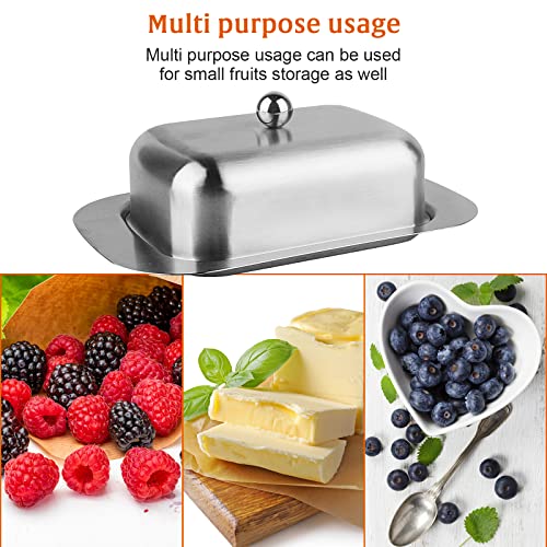 VENUSDALI Butter Dish, Stainless Steel Butter Dish with Lid,Solid Cheese Butter Container,Butter Cheese Storage Box,Durable Butter Tray,butter dishes with lid (7.3*4.9*2.2in)