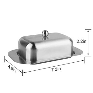 VENUSDALI Butter Dish, Stainless Steel Butter Dish with Lid,Solid Cheese Butter Container,Butter Cheese Storage Box,Durable Butter Tray,butter dishes with lid (7.3*4.9*2.2in)