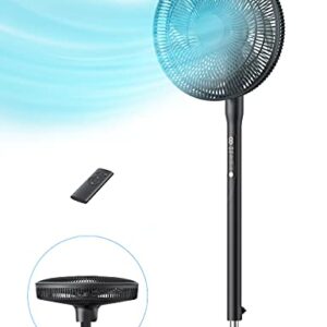 Standing Pedestal Fan, Floor Fan For Home/Bedroom With Remote Control & Touch-Screen, PATENT Wind Changing With Temp, Oscillating Standing Multi-Functional Fan, Ultra Quiet, 9 Speeds & Turbo