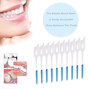 120 Pcs Disposable Interdental Brush Toothpick Dental Tooth Cleaning Tool for Oral Deep Clean Health Care (White-Blue)