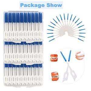 120 Pcs Disposable Interdental Brush Toothpick Dental Tooth Cleaning Tool for Oral Deep Clean Health Care (White-Blue)