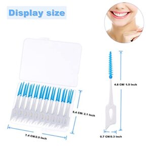 120 Pcs Disposable Interdental Brush Toothpick Dental Tooth Cleaning Tool for Oral Deep Clean Health Care (White-Blue)