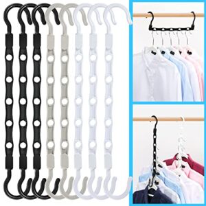 16 pack sturdy hanger organizer, plastic space saving hanger, smart magic clothes hanger, for dorm closet storage apartment college bedroom essentials, black gray white [ upgraded quality ]