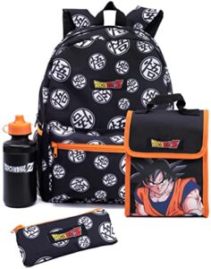 dragon ball z backpack 4 piece set goku lunch box water bottle pencil case