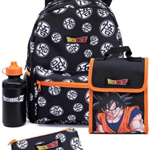 Dragon Ball Z Backpack 4 Piece Set Goku Lunch Box Water Bottle Pencil Case